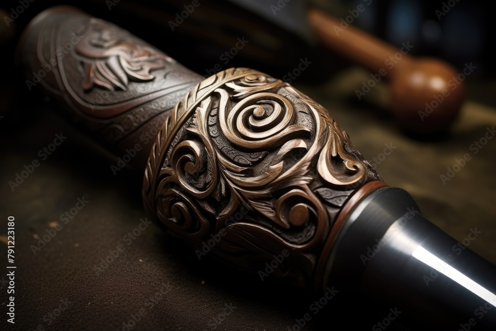 Sculpted Pommel: Feature the sculpted details on a weapon's pommel ...