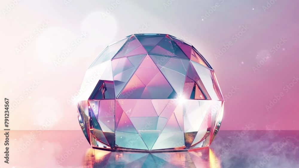 realistic render of a faceted geodesic dome shape. seamless looping ...