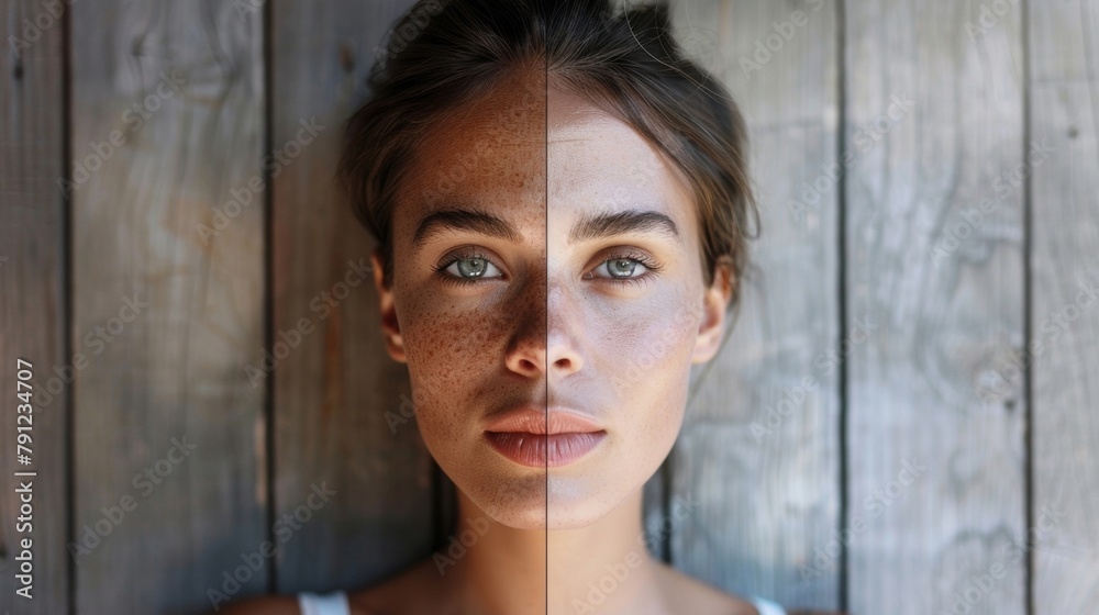 A comparison photo of a persons face before and after intermittent ...