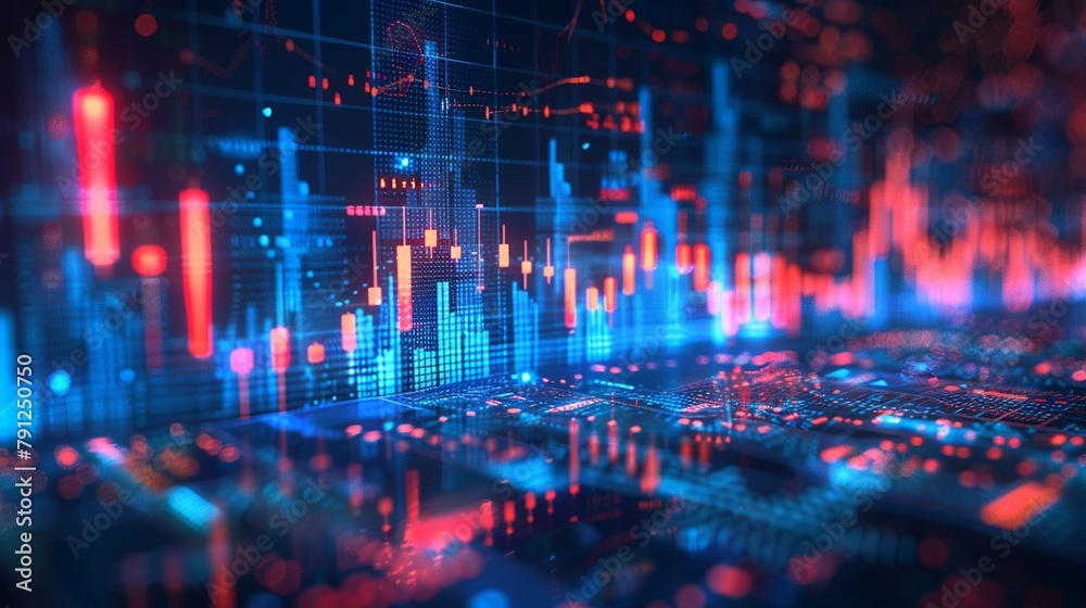 llustration of candlestick chart, trading graph background vector ...