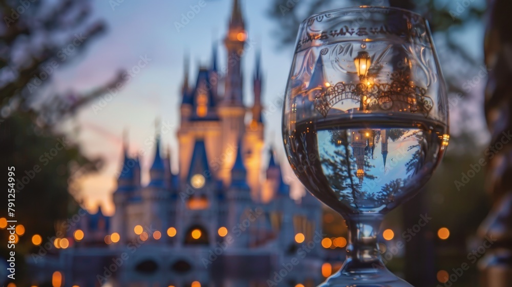 Enveloped by the transparent walls of the goblet, the castle casts a ...