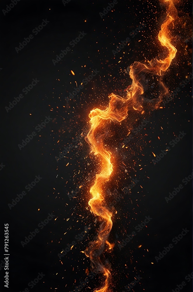 Black background with fire embers and sparks Abstract dark shimmering ...