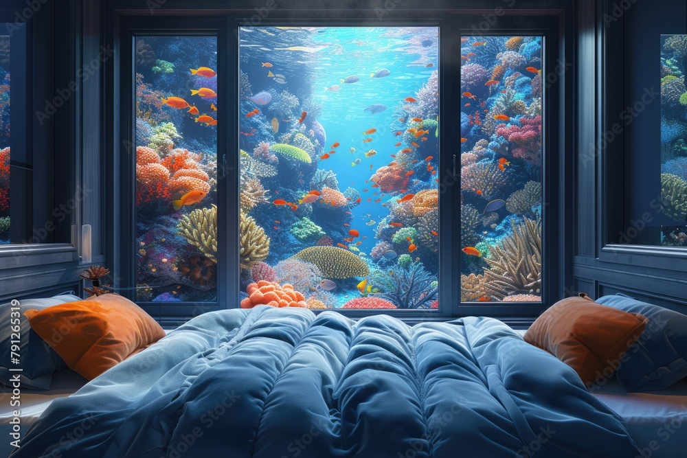 Submerged serenity: mesmerizing underwater house room reveals aquatic ...