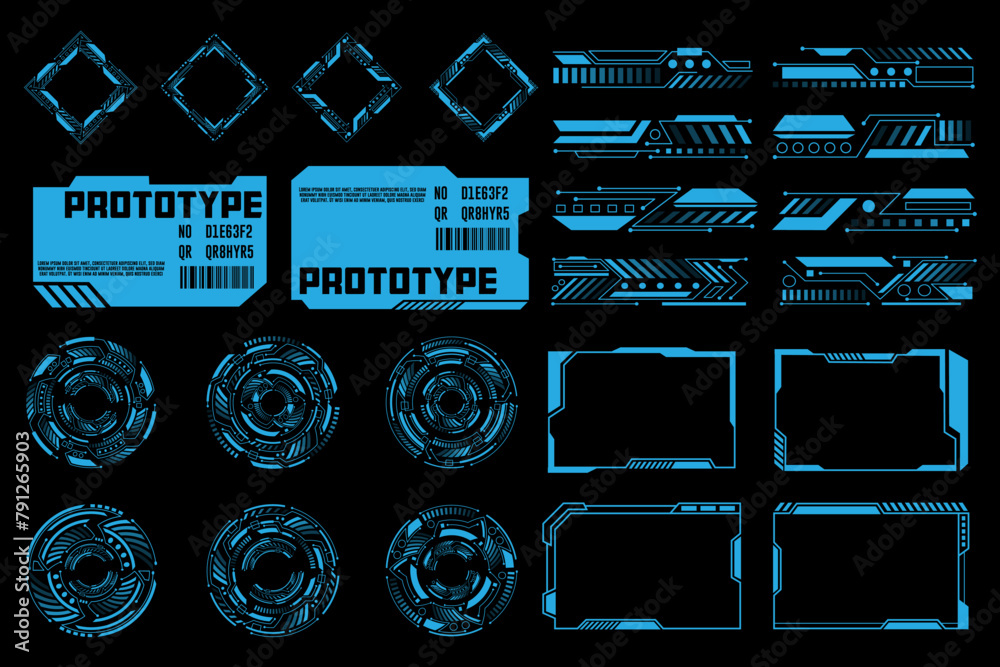 Big set of Sci Fi modern user interface elements. futuristic abstract ...