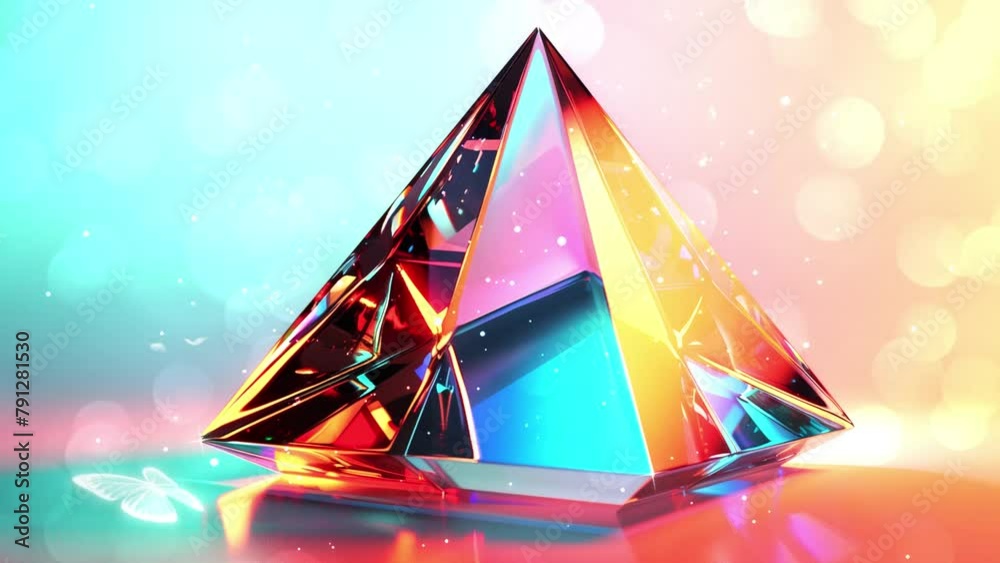 realistic render of an irregular tetrahedral shape. seamless looping ...