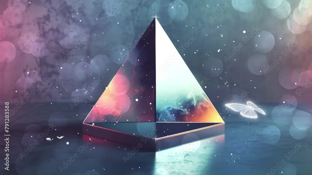 realistic render of a symmetrical tetrahedral shape. seamless looping ...