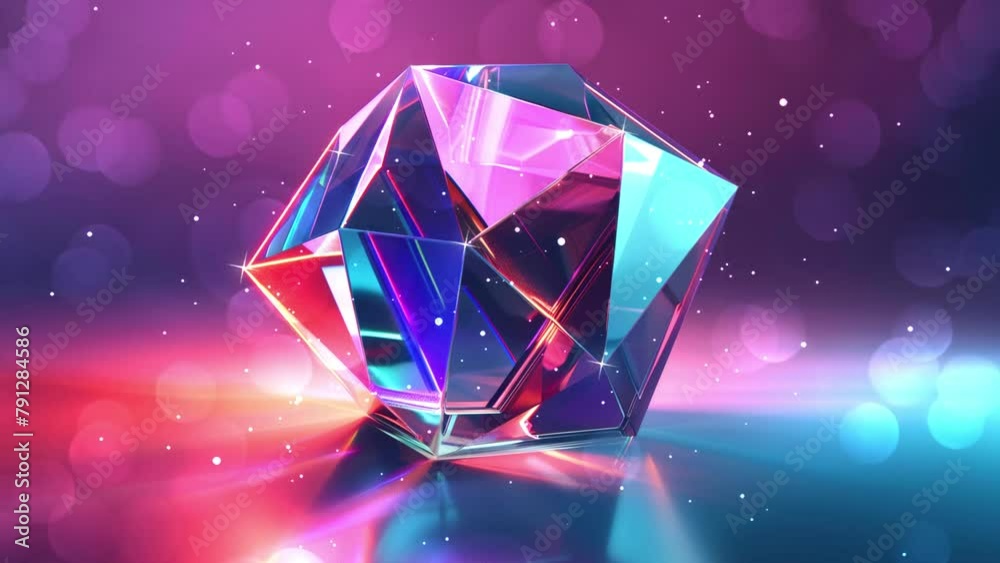 realistic render of a pink and purple symmetrical octahedral shape ...