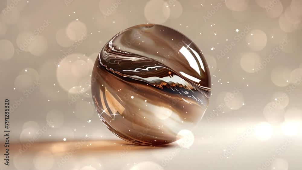realistic render of a spherical shape with glass. seamless looping ...