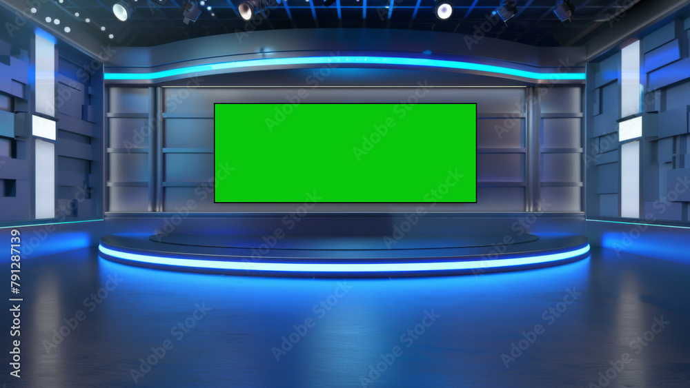 Chroma tv screen studio virtual background Stock Illustration | Adobe Stock