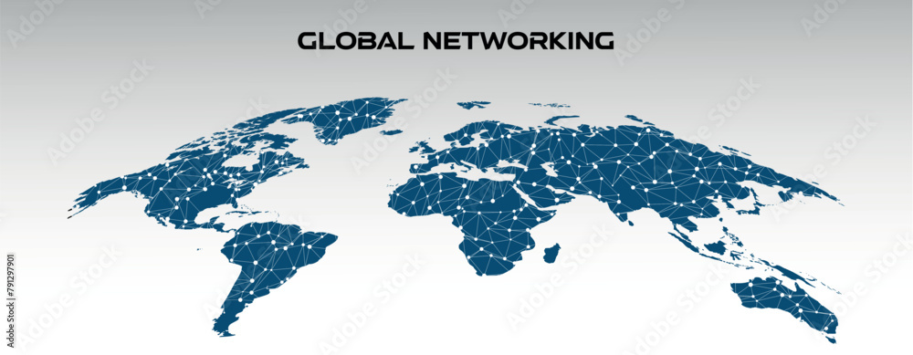 World map on a white background with global network line Stock Vector ...