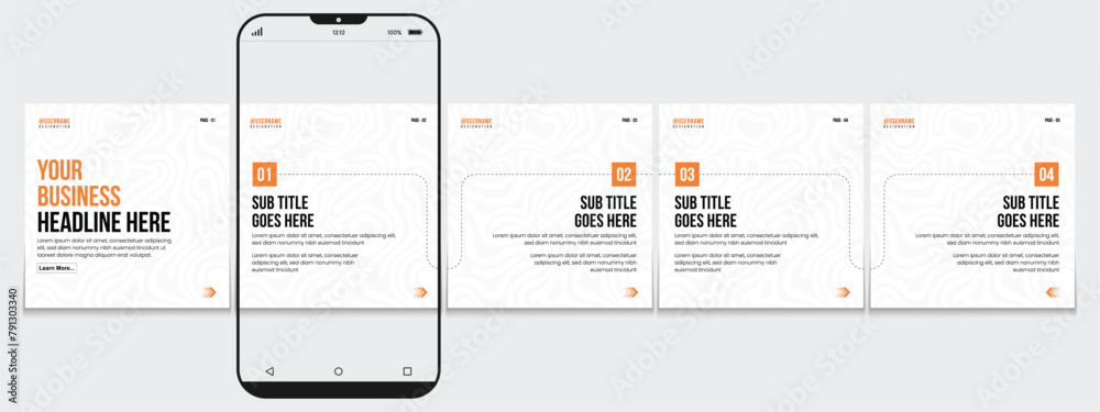 Set of LinkedIn carousel post, social media Instagram carousel post ...