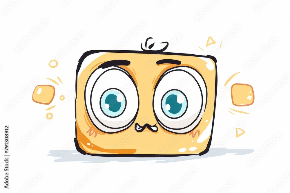 Cartoon cute doodles of a curious character with wide eyes and raised ...
