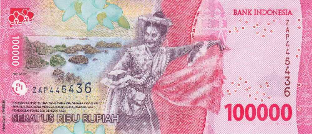 Vector reverse high poly pixel mosaic banknote of Indonesia ...