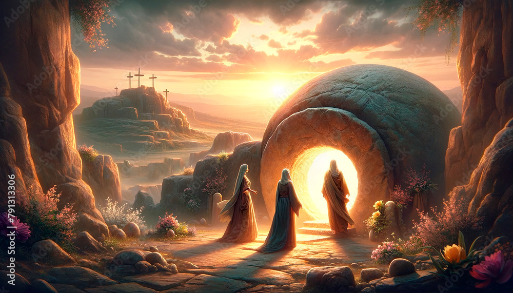 Resurrection of Jesus. Easter. Digital image showing a scene of ...