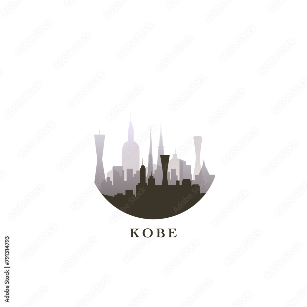 Kobe cityscape, gradient vector badge, flat skyline logo, icon. Japan ...