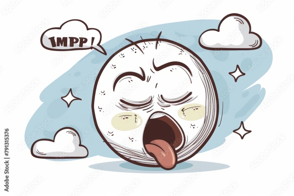 ภาพประกอบสต็อก Cartoon cute doodles of a sleepy character with droopy ...