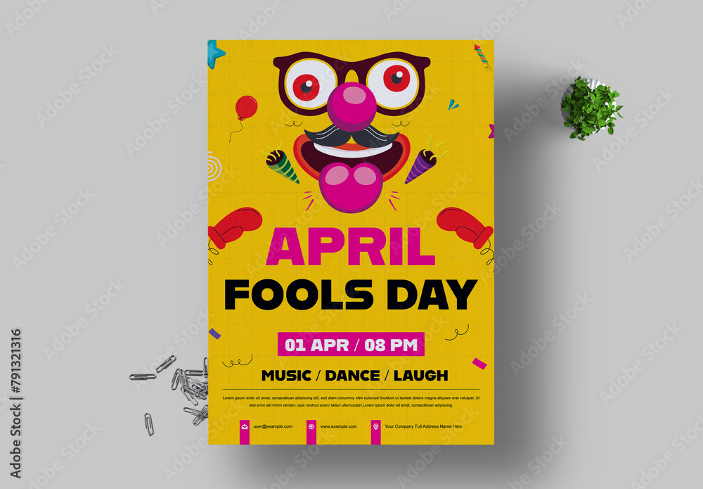 April Fools Day Flyer Design Template Stock Template | Adobe Stock