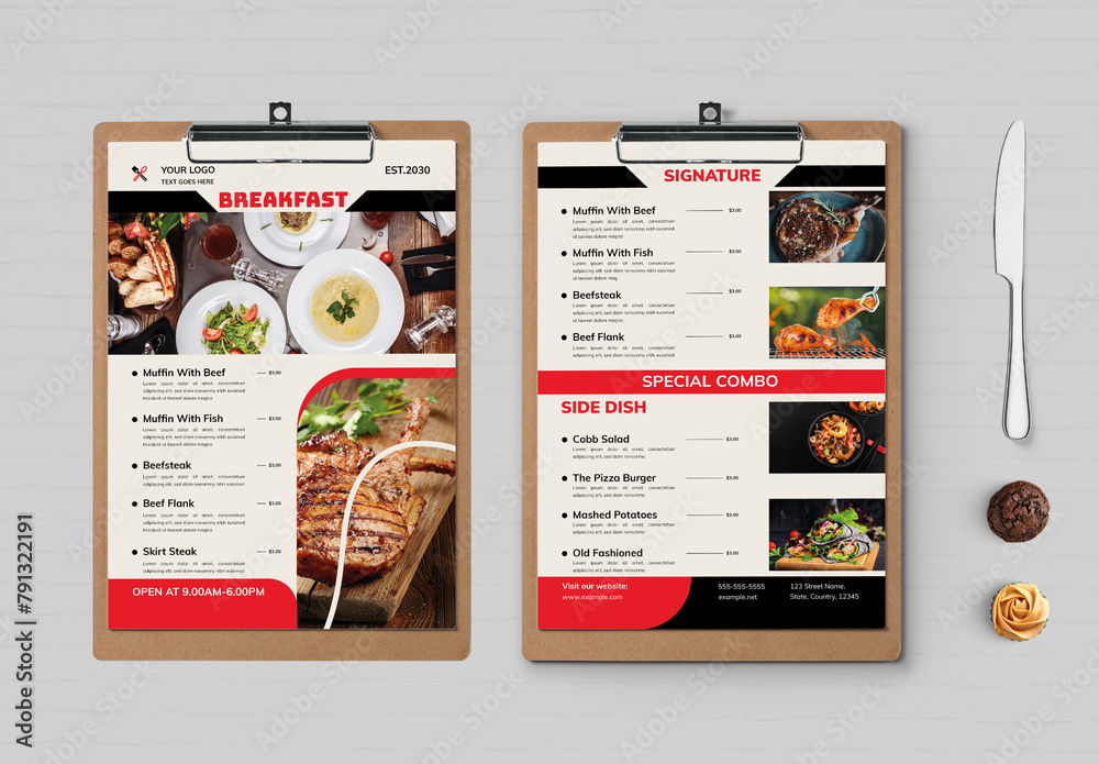 Red and Black Food Menu Template Layout Stock Template | Adobe Stock