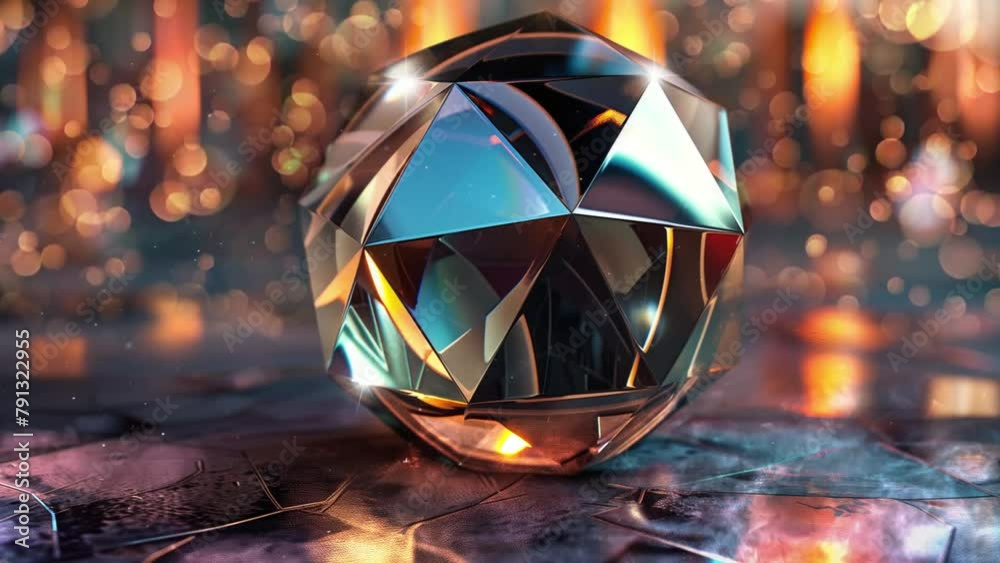 realistic render of a spherical dodecahedron shape. seamless looping ...