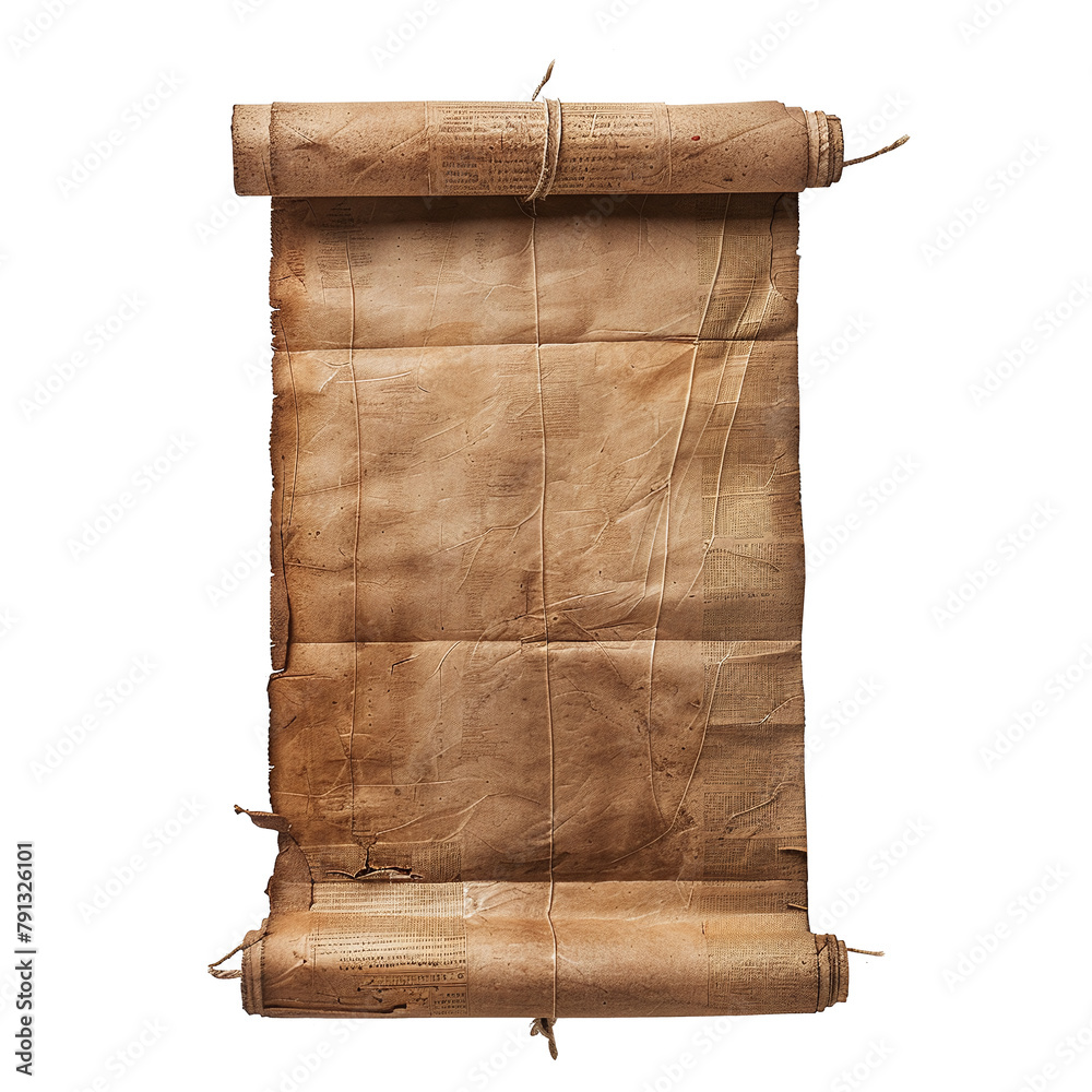 Mockup of an ancien parchment sroll on alpha transparent background, AI ...