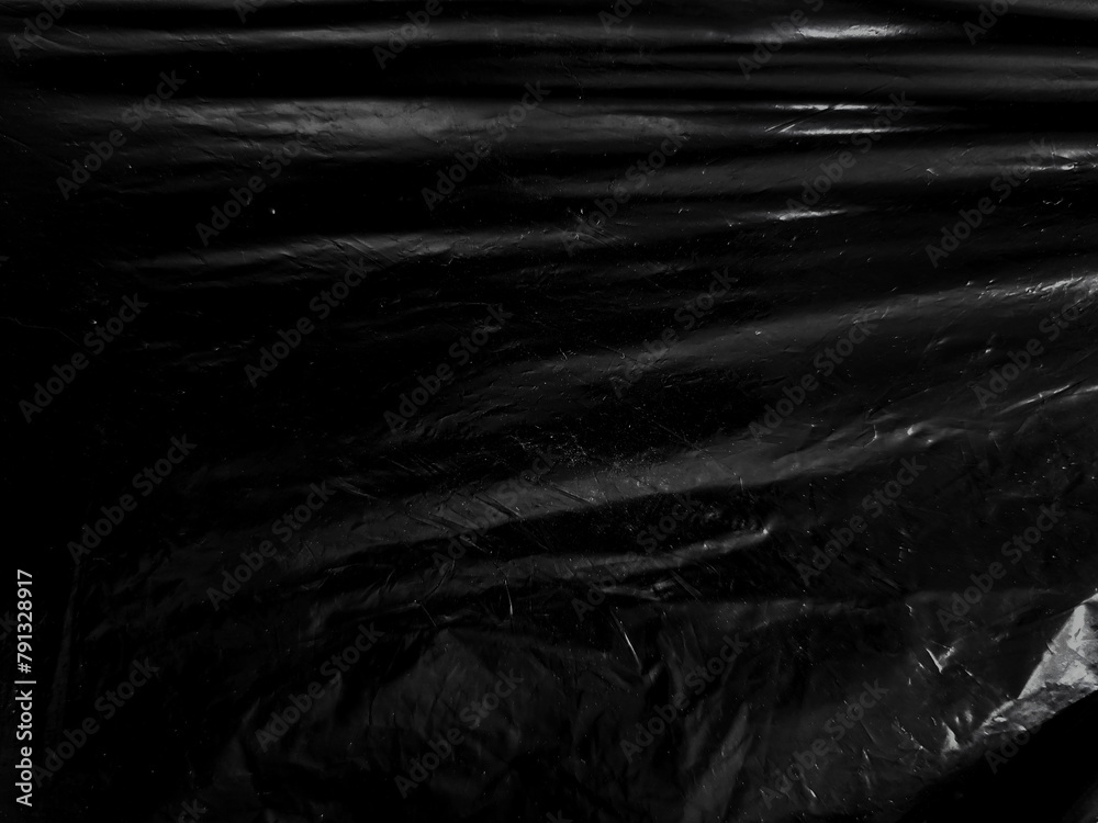 Black transparent plastic wrap texture overlay background. Realistic ...