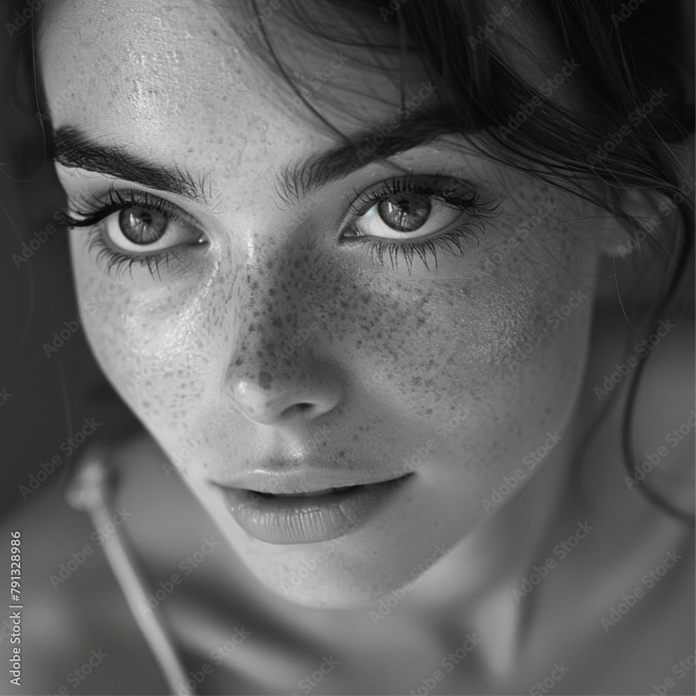beautiful model girl with big eyes only black and ehite Stock Photo ...