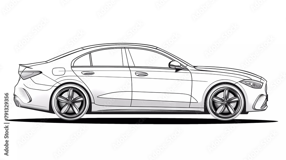 vector hand drawn car line art illustration of side view Stock ...