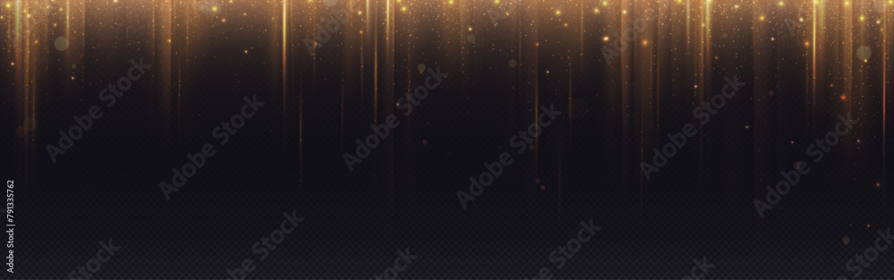 Vertical gold flare on black background. Abstract bg with golden glow ...