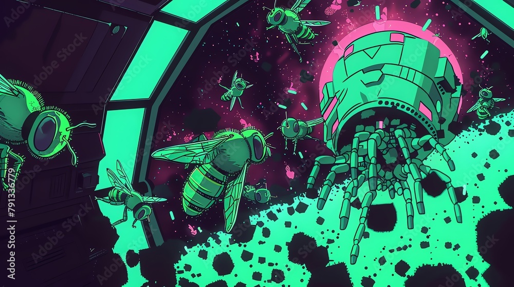 A colony of genetically modified bees, equipped with miniature ...