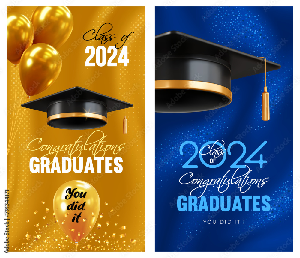 Invitation and congratulations graduates banners, graduate ceremony ...