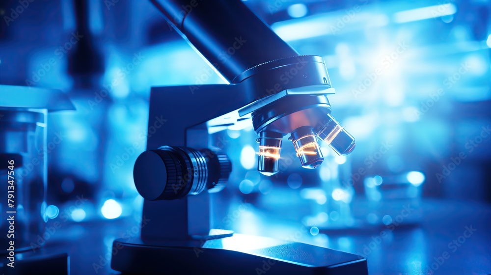Microscope as a symbol of scientific research and discovery, Stock ...