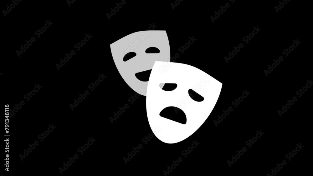 Dramatic Theater Masks, Comedy & Tragedy Animation. 4K Video motion ...