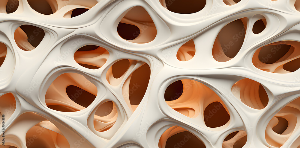 Bone tissue human skeleton under microscope, cells structure, medical ...