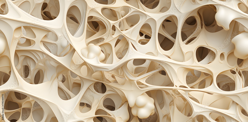 Bone tissue human skeleton under microscope, cells structure, medical ...