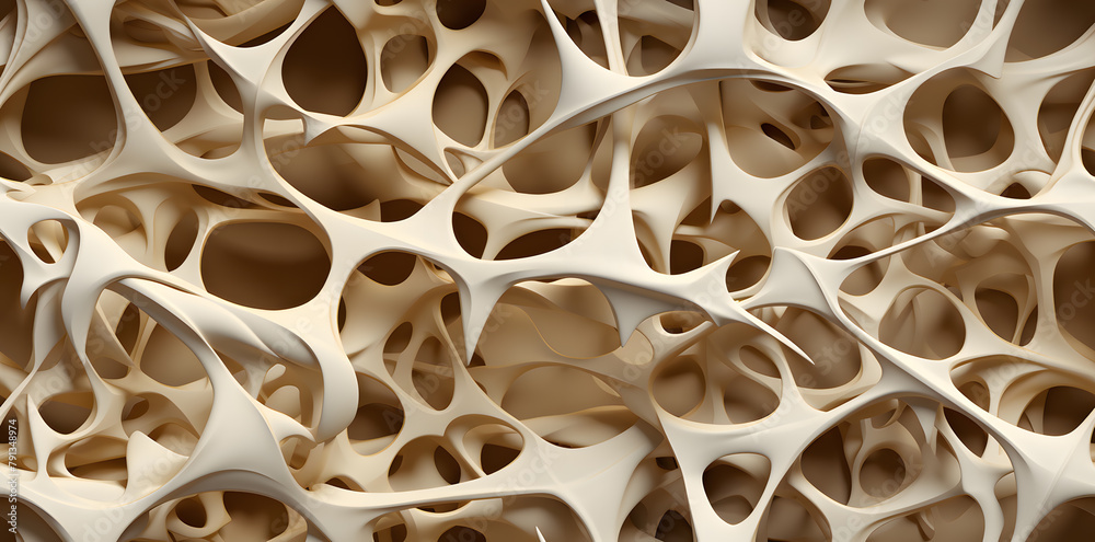 Bone tissue human skeleton under microscope, cells structure, medical ...