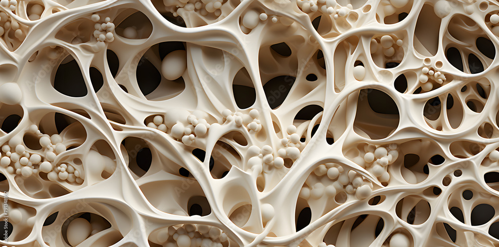 Bone tissue human skeleton under microscope, cells structure, medical ...