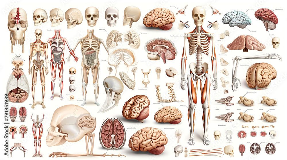 human body parts detailed vector set, generative ai Stock Illustration ...