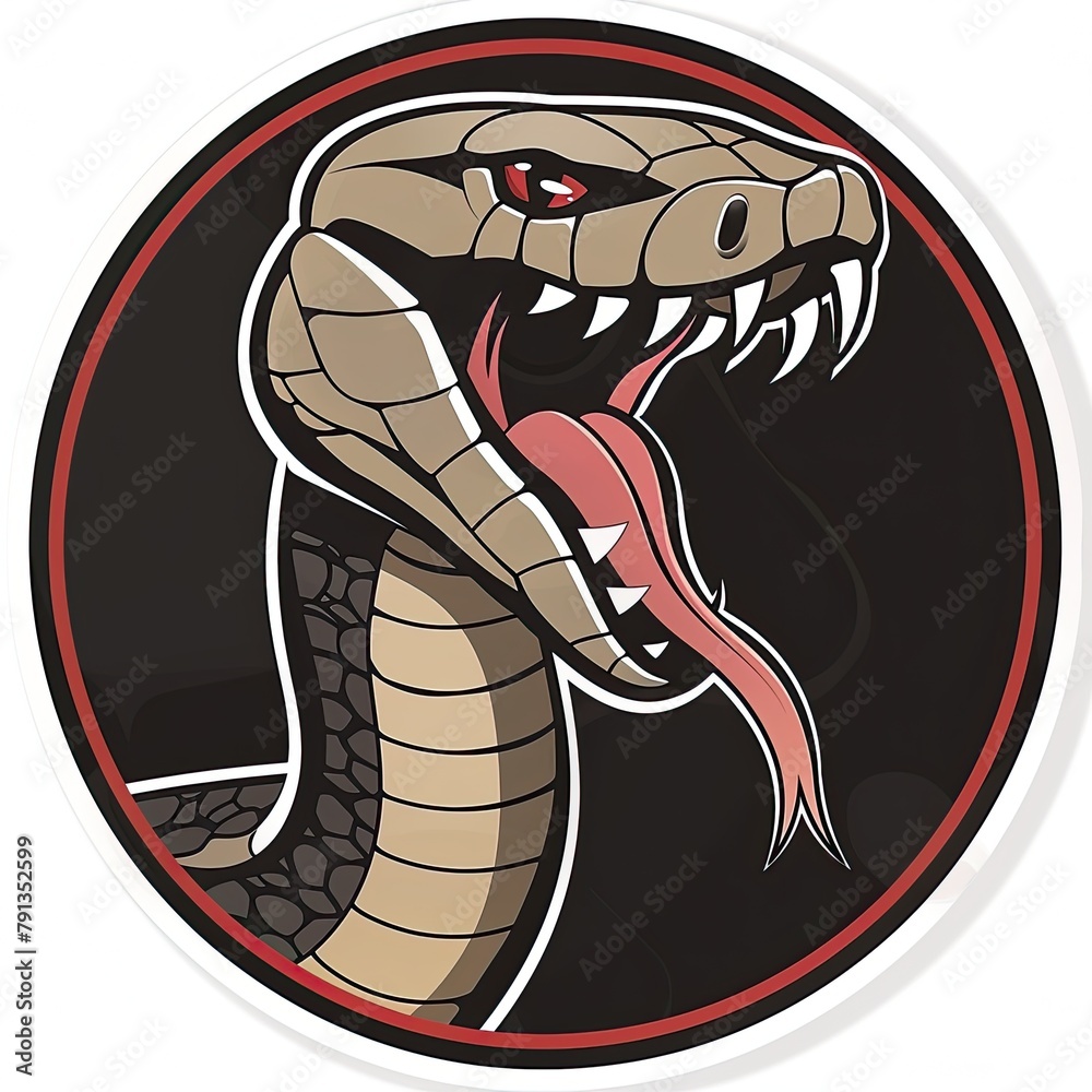 circular logo of a cartoon Cobra with his tongue sticking out Stock ...