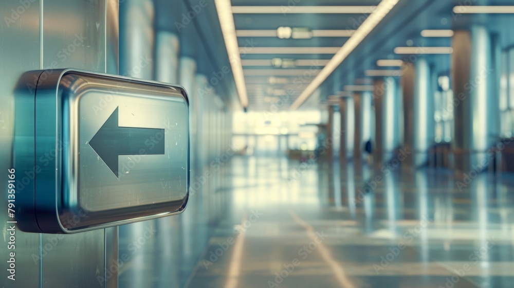Blank mockup of a metallic airport runway sign featuring raised ...