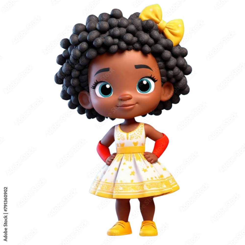 3d cartoon of a African people avatar on Isolated transparent ...