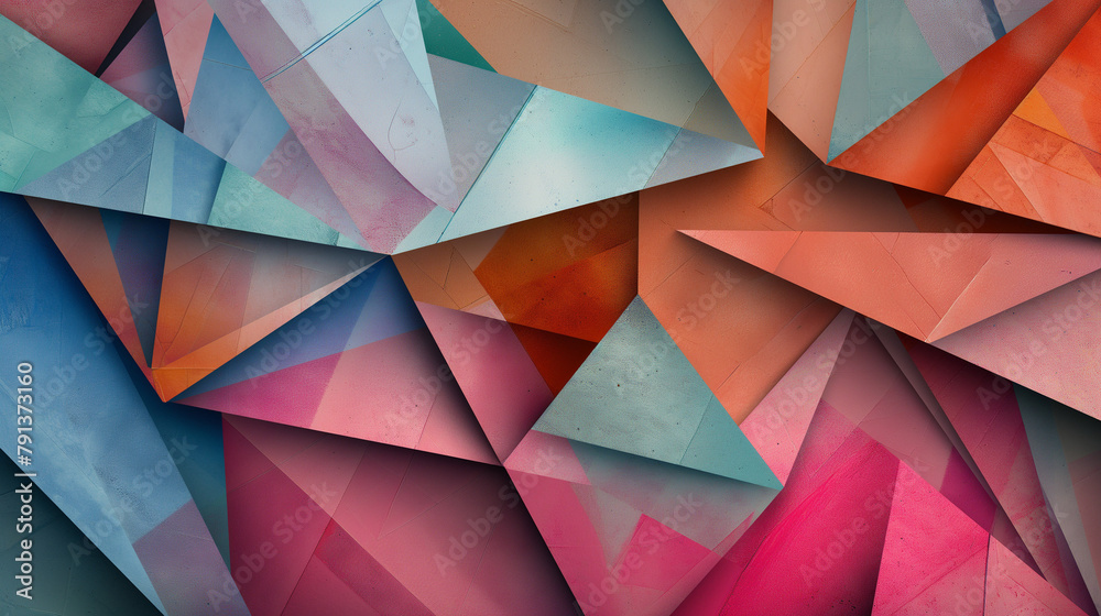 An artistic abstract background composed of triangular prisms with a ...