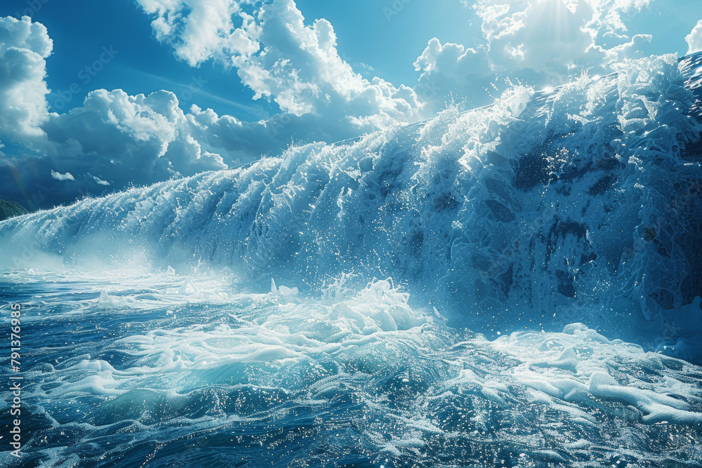 A hydroelectric dam releasing a steady flow of water, generating clean ...