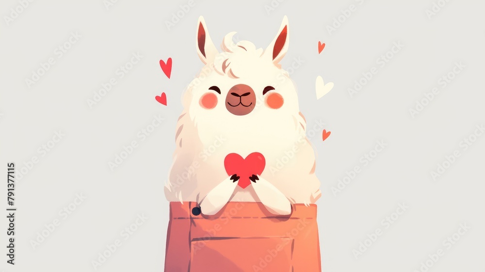 A cuddly alpaca llama sporting a graduate hat is whimsically tucked in ...