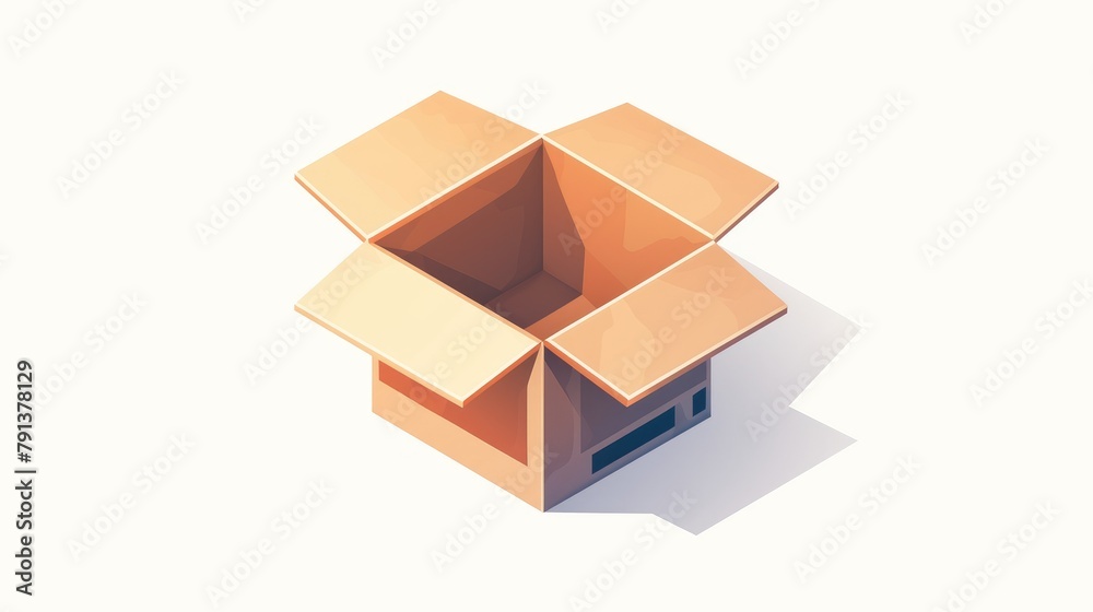 Isometric 2d icon of a cardboard box designed for web use isolated on a ...