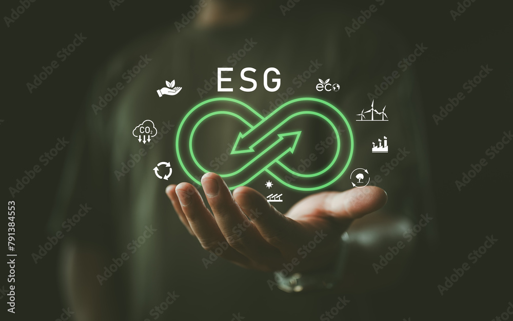 Infinity symbol with Circular business economy environment icons on ...