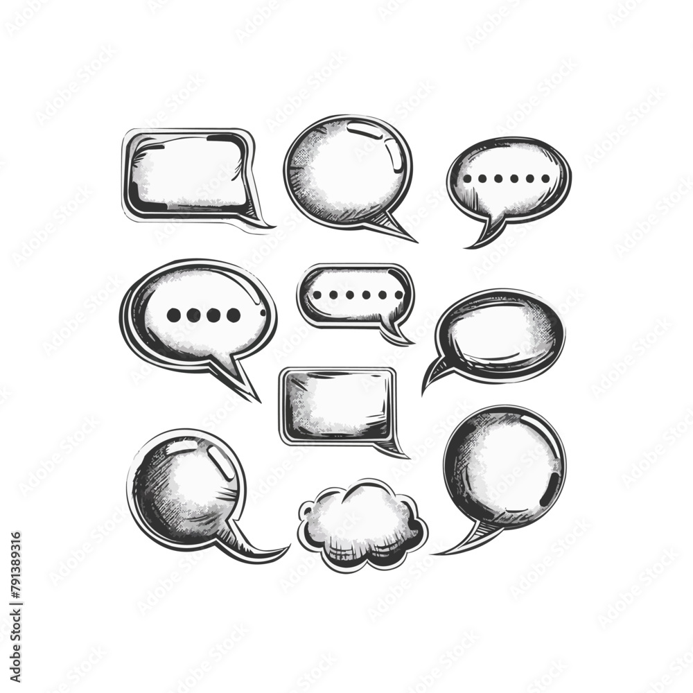 Set of quote mark. Quotemarks outline, speech marks, inverted commas or ...