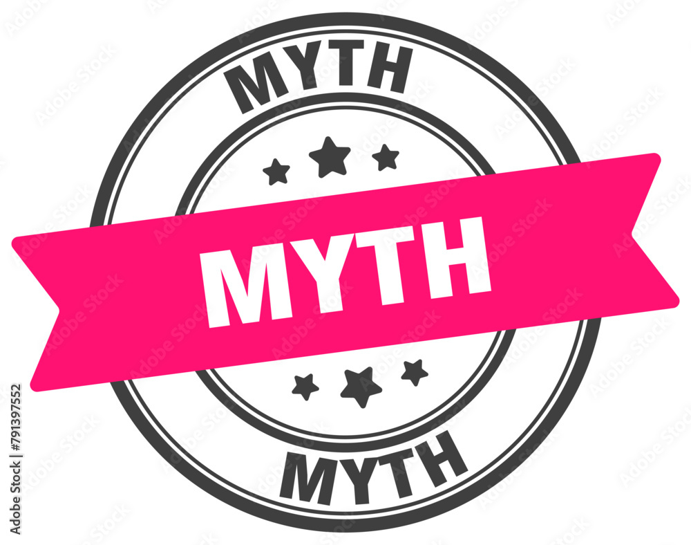 myth stamp. myth label on transparent background. round sign Stock ...