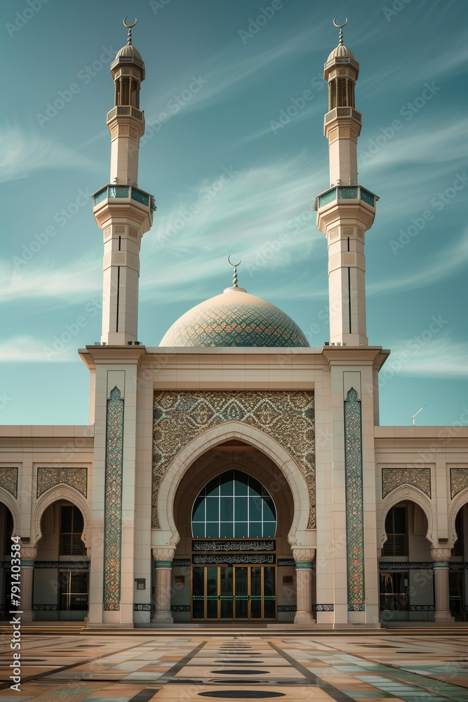 Mosque. An Islamic temple. A place for prayer. Traditional Islamic ...