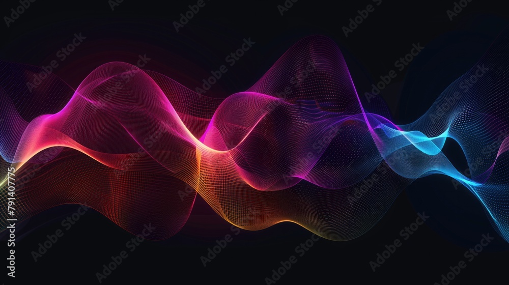 Speaking sound wave, Music sound wave, Dynamic light flow, with blurred ...