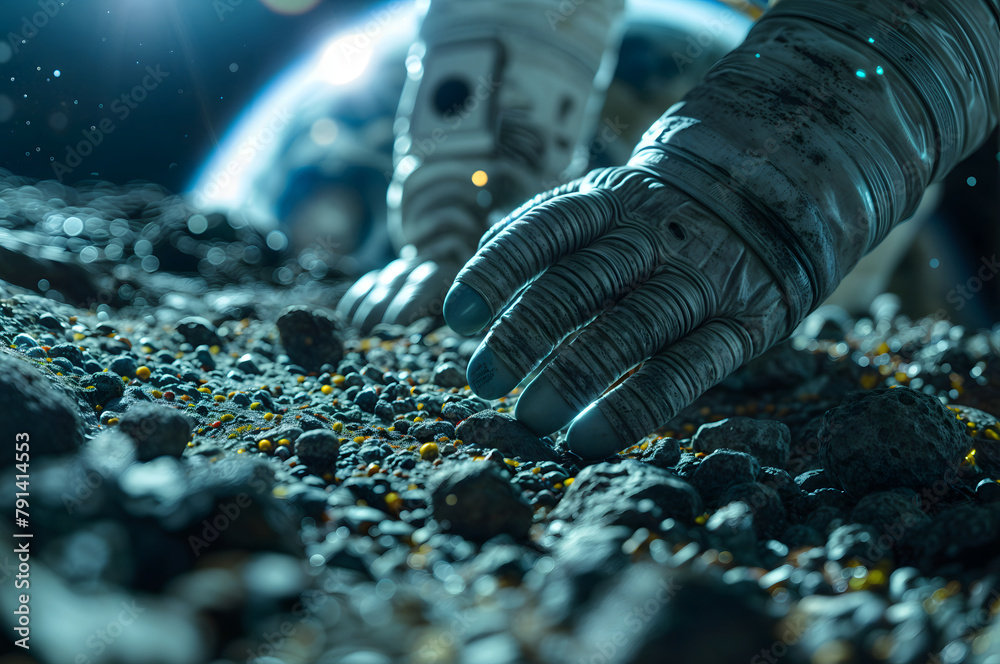 close-up of an alien and a human, their hands united in partnership ...